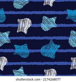 Seamless Striped Blue Pattern Knitted Style Stock Vector (Royalty Free ...