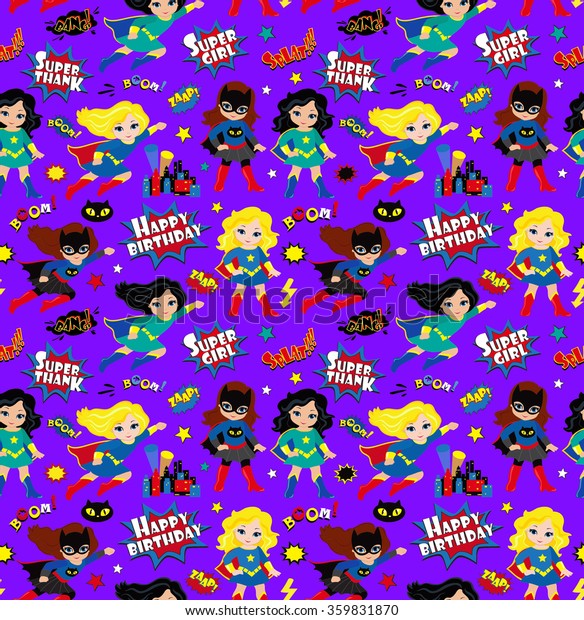 Seamless Superhero Girls Background Pattern Vector Stock Vector ...