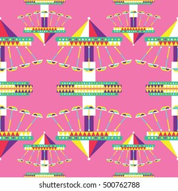 Seamless Swinging Ride Pattern Amusement Park Stock Vector (Royalty ...