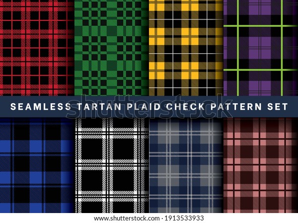 Seamless Tartan Plaid Check Pattern Collection Stock Vector (Royalty ...
