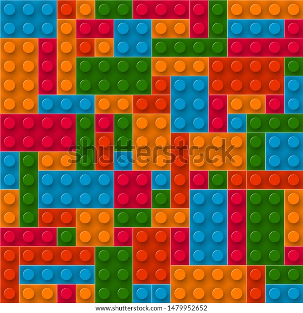 Seamless Template Realistic Colored Plastic Bricks Stock Vector ...