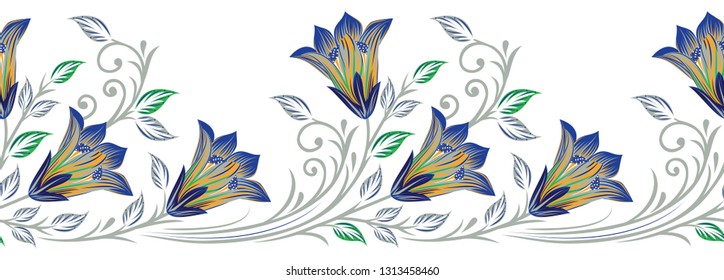 Seamless Textile Flower Border Stock Vector (Royalty Free) 1313458460 ...