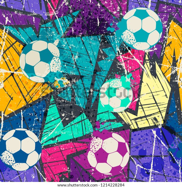 Seamless Textile Football Doodle Pattern Grunge Stock Vector (Royalty ...