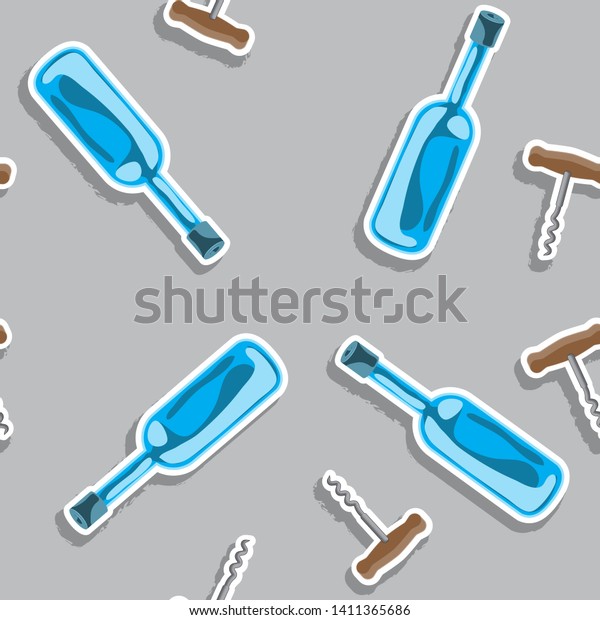 Seamless Texture Alcohol Bottle Corkscrew Color Stock Vector (Royalty ...