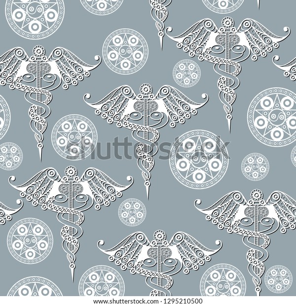 Seamless Texture Background Occult Symbols Suitable Stock Vector ...