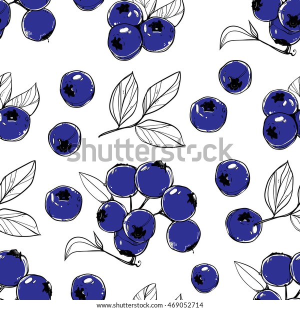 Seamless Texture Blueberry Blueberries Background Berries Stock Vector ...