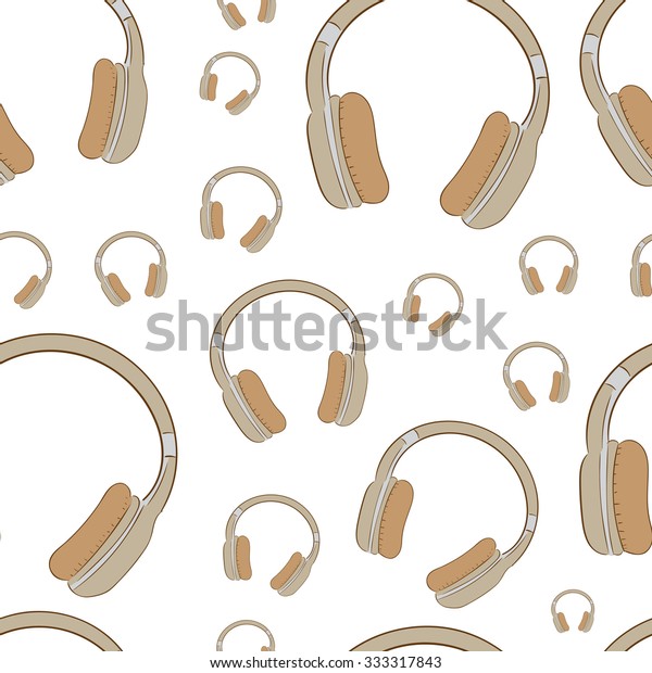 Seamless Texture Brown Earphones On White Stock Vector (Royalty Free ...