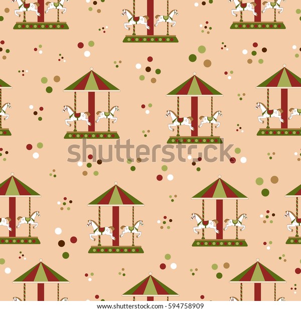 Seamless Texture Carousel Horses Stock Vector (Royalty Free) 594758909 ...