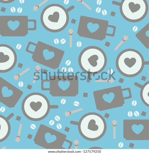 Seamless Texture Coffee Cups Sugar Grains Stock Vector (Royalty Free ...