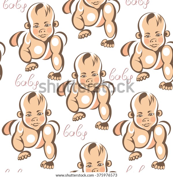 Seamless Texture Cute Baby Child Kid Stock Vector (Royalty Free ...