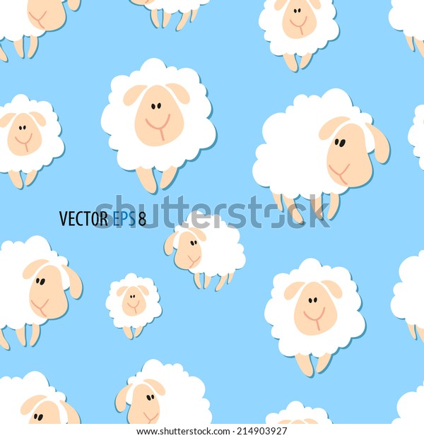 Seamless Texture Cute Sheep Stock Vector (Royalty Free) 214903927 ...