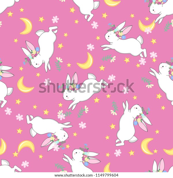 Hakuun Seamless Texture Cute White Bunny Esater liittyvä vektorikuva ...
