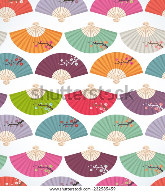 Seamless Texture Decorative Folding Fans Stock Vector (Royalty Free ...