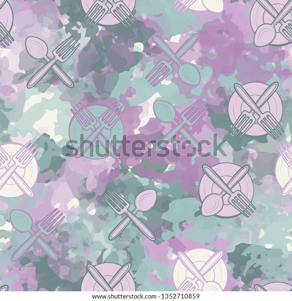 Seamless Texture Drawn Kitchen Utensils On Stock Vector (Royalty Free ...