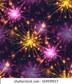 Seamless Texture Festive Fireworks Hearts Vector Stock Vector (Royalty ...