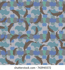 Seamless Texture Flock Dolphins Under Water Stock Vector (Royalty Free ...
