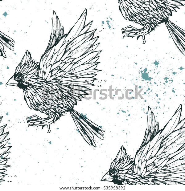 Seamless Texture Flying Birds Graphic Illustration: vector de stock ...