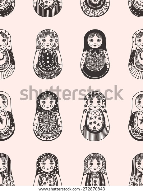Seamless Texture Funny Russian Dolls Matryoshka Stock Vector (Royalty ...