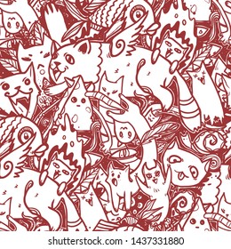 Seamless Texture Graphic Composition Cats Different Stock Vector ...