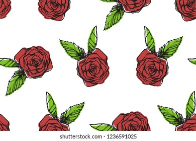 Seamless Texture Hand Drawn Roses Repeating Stock Vector (Royalty Free ...
