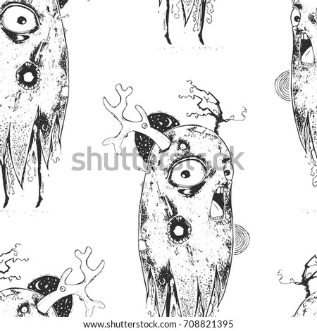 Seamless Texture Horror Monster Dark Background Vector de stock (libre ...