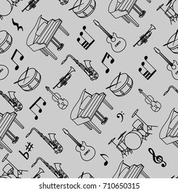 Seamless Texture On Musical Theme Stock Vector (Royalty Free) 710650315 ...