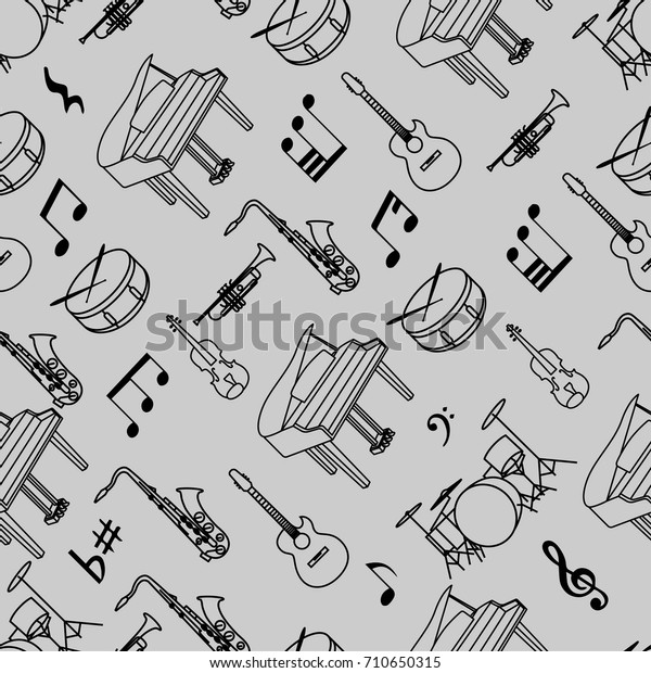 Seamless Texture On Musical Theme Stock Vector (Royalty Free) 710650315 ...