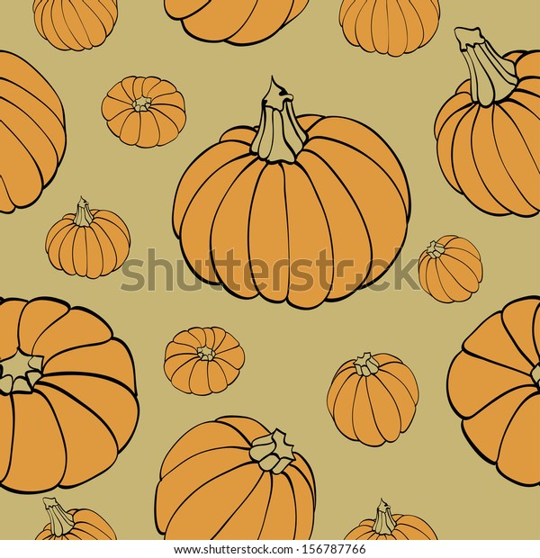 Seamless Texture Pumpkins On Green Background Stock Vector (Royalty ...