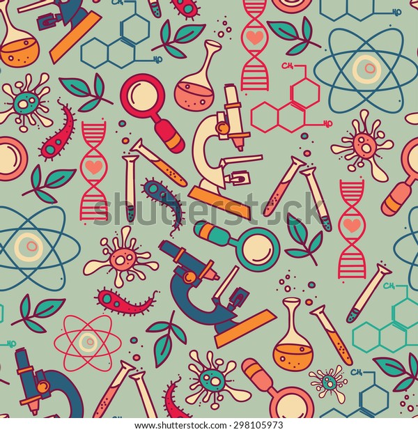 Seamless Texture Science Vector Illustration Hand: vector de stock ...