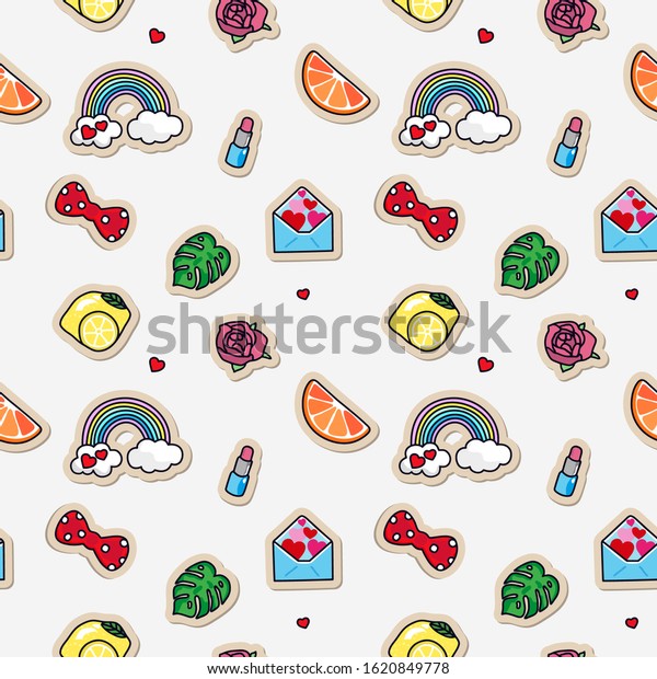 Seamless Texture Stickers Wallpaper Abstract Background Stock Vector ...