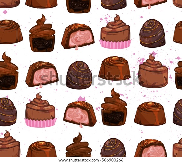 Seamless Texture Variety Chocolates Candies Background Stock Vector ...