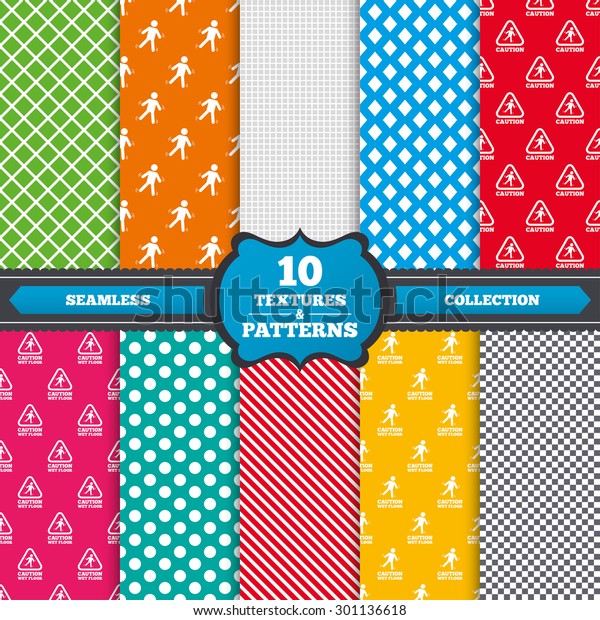 Seamless Textures Caution Wet Floor Icons Stock Vector (Royalty Free ...