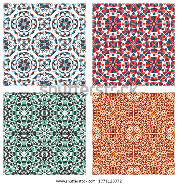 Seamless Textures Colorful Arabic Geometric Ornament Stock Vector ...