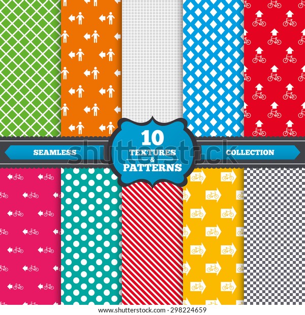 Seamless Textures Pedestrian Road Icon Bicycle Stock Vector (Royalty ...