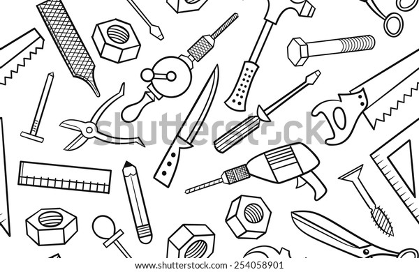 Seamless Tools Pattern Vector Illustration Stock Vector (Royalty Free ...