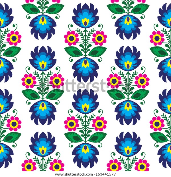 Seamless Traditional Floral Polish Pattern Ethnic Stock Vector (Royalty ...