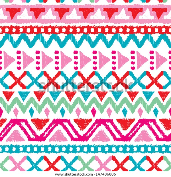 Seamless Trend Blue Pink Aztec Vintage Stock Vector (Royalty Free ...