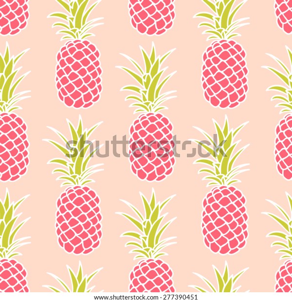 Seamless Tropical Cute Pink Pineapple Fruit Stock Vector (Royalty Free ...