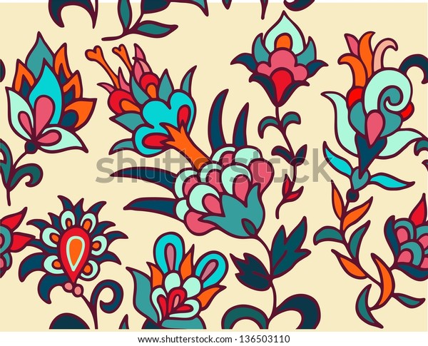 Seamless Turkish Floral Pattern Stock Vector (Royalty Free) 136503110