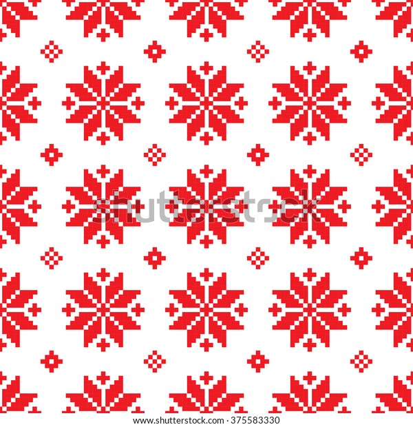 Seamless Vector Background Norwegian Snowflakes Print Stok Vektör ...