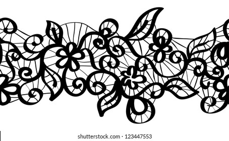 Seamless Black Lace Floral Pattern Stock Illustration 123505942 ...