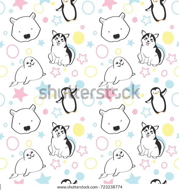 Seamless Vector Cute Hand Drawn North Stock Vector (Royalty Free ...