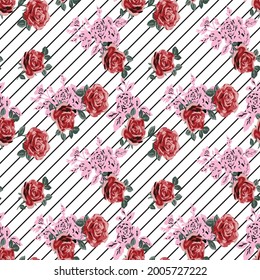 Seamless Vector Flower Stripe Design Pattern Stock Vector (Royalty Free ...