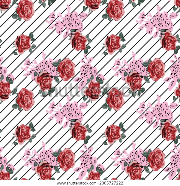 Seamless Vector Flower Stripe Design Pattern Stock Vector (Royalty Free ...