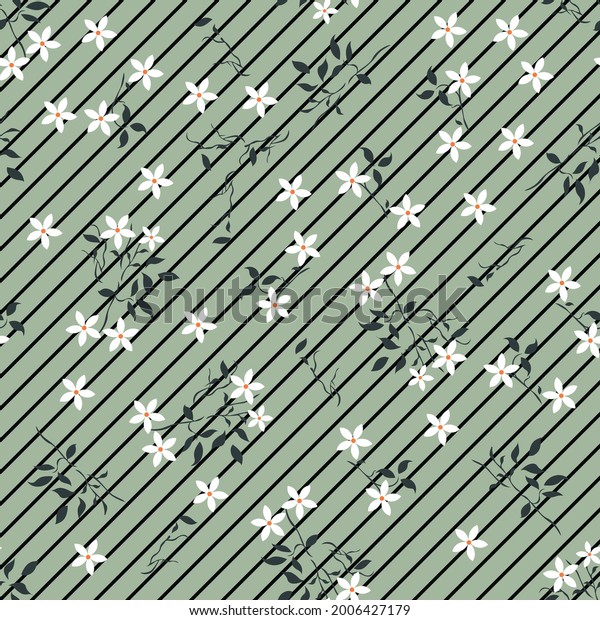 Seamless Vector Flower Stripe Design Pattern Stock Vector (Royalty Free ...