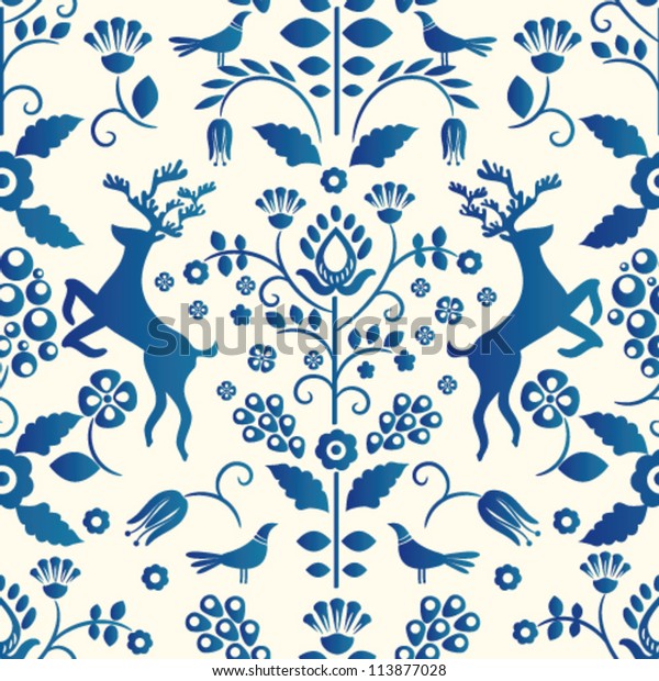 Seamless Vector Folk Pattern Floral Background Stock Vector (Royalty ...