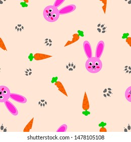 Seamless Vector Illustration Cute Pink Rabbit Stock Vector (Royalty ...