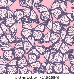 Seamless Vector Pale Pink Butterfly Pattern Stock Vector (Royalty Free ...