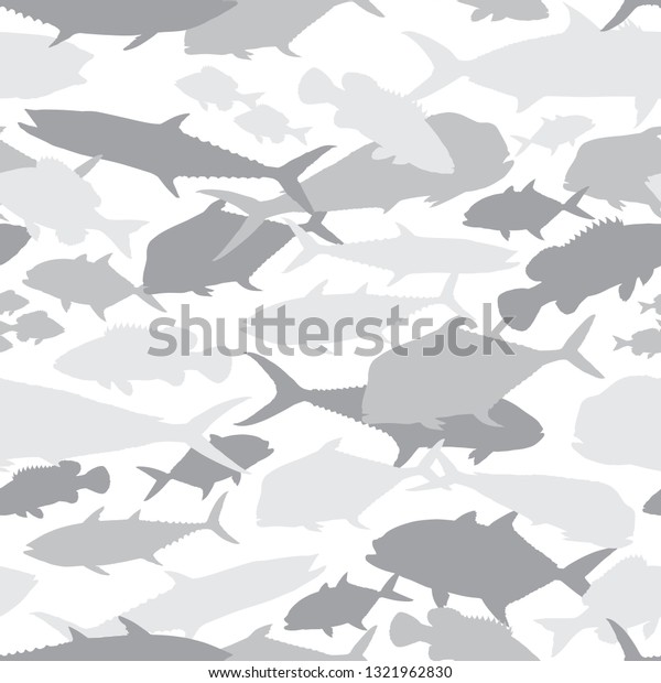 Seamless Vector Pattern Fishing Camouflage White Stock Vector (Royalty ...