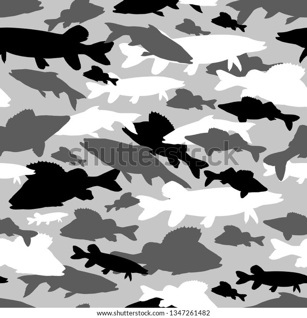 Seamless Vector Pattern Fishing Camouflage Grey Stock Vector (Royalty ...